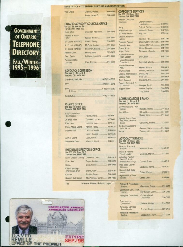 Government Telephone Directory & David’s Legislative Pass | Madness Canada