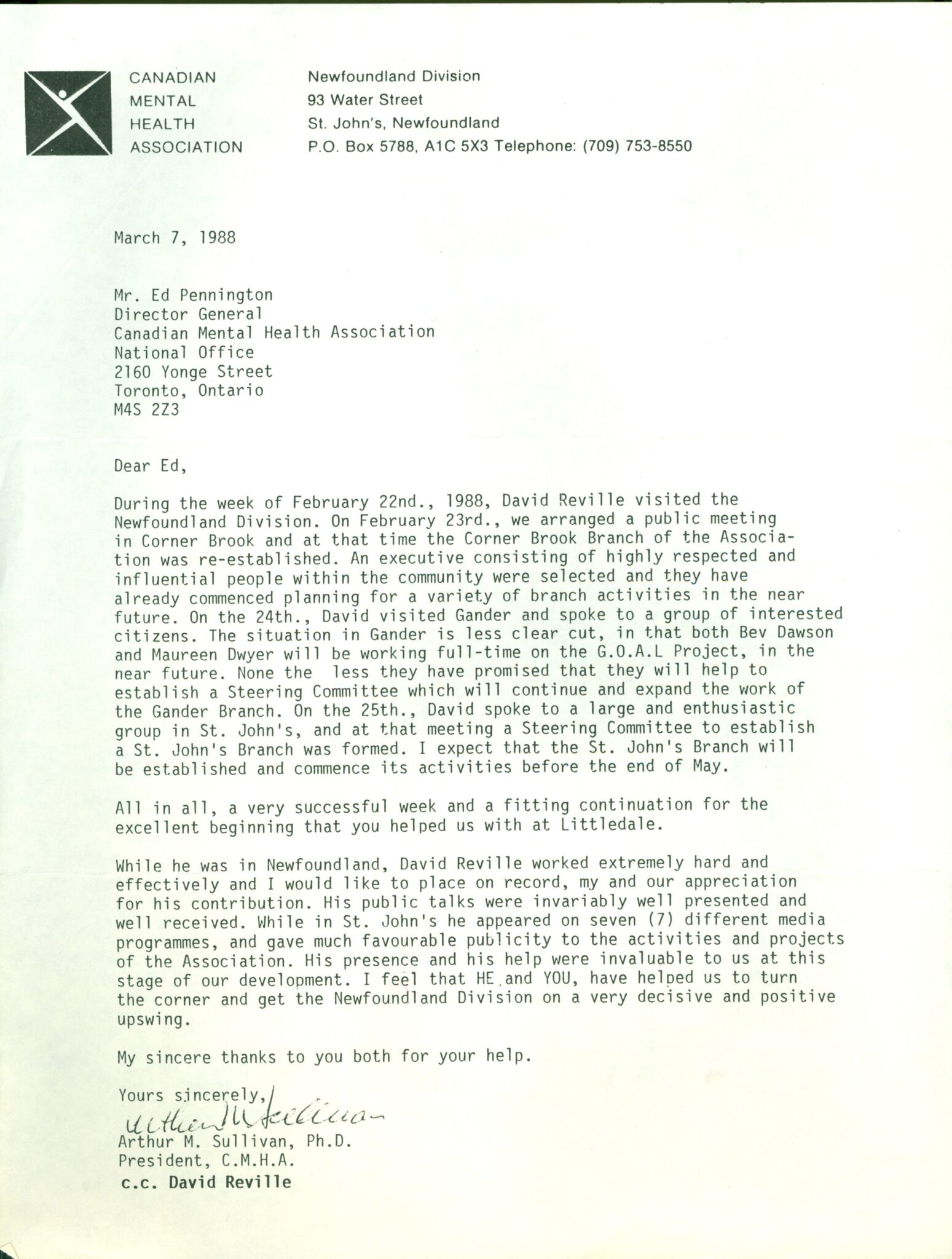 Letter to Ed Pennington | Madness Canada